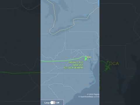 Flight path of American Airlines jet before crashing into helicopter