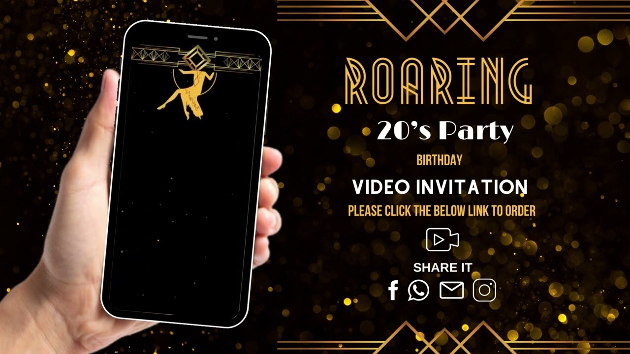 Great Gatsby Birthday Invitation -  Roaring Twenties Birthday Party Invite