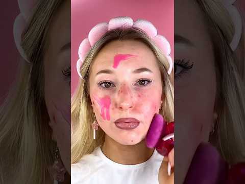 ASMR Skincare CHALLENGE😳Barbie skincare routine simple & cute skincare pink #youtubeshorts #shorts