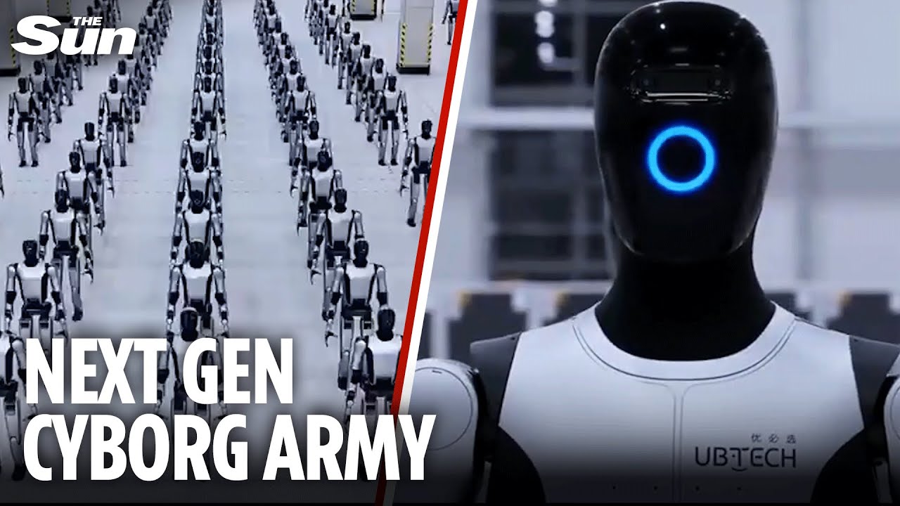 Stunning moment army of humanoid Chinese robots march in first mass delivery of futuristic machines