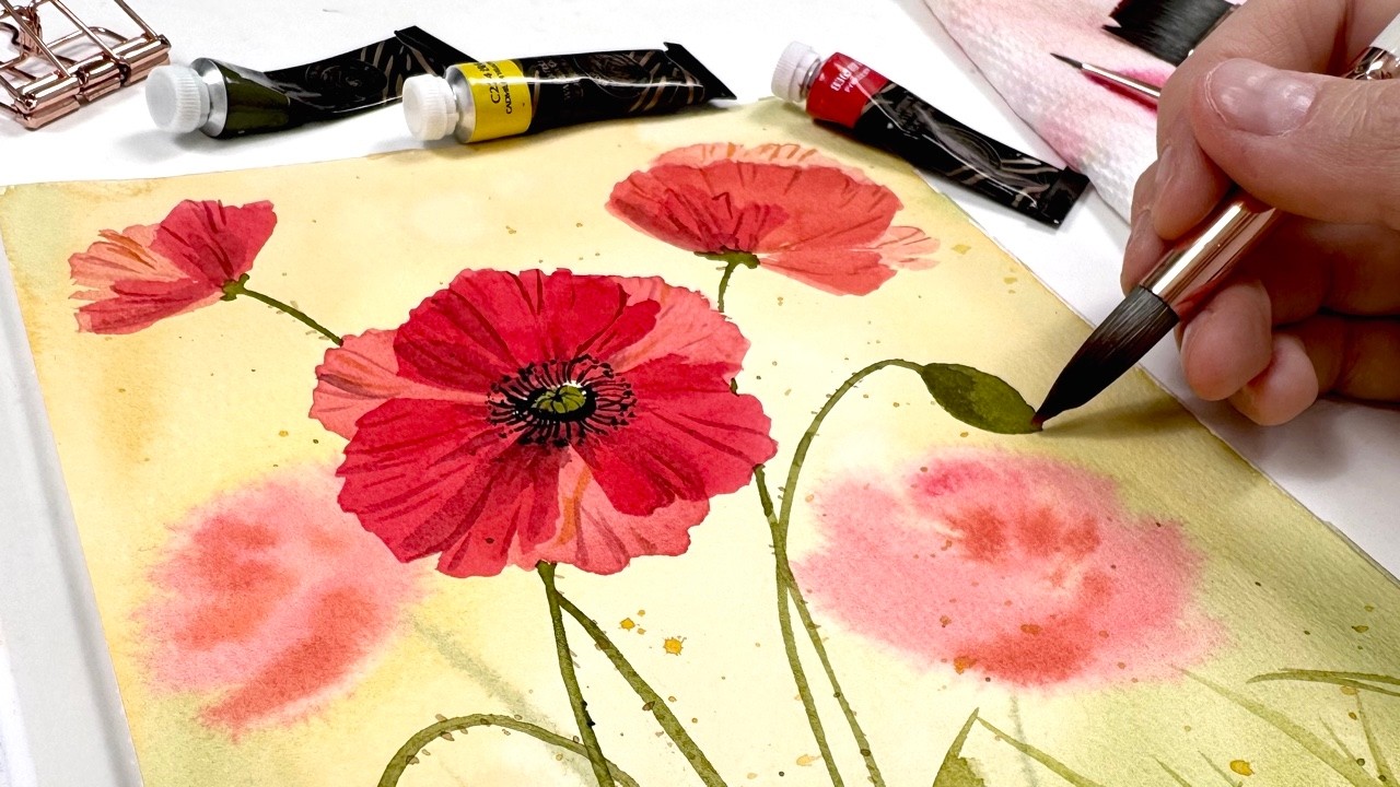 Simple Step By Step, Watercolour Poppies!