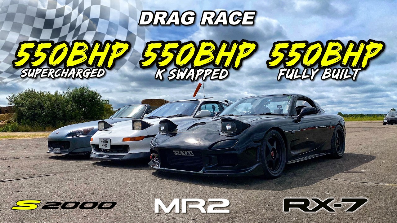 RX-7 Drag Races S2000 and MR2, Only Two Cars Finish the Race ...