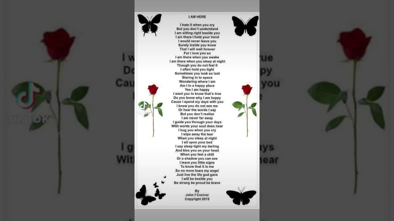 I'm here poem ©️ of John f Connor #angels #memories #grief #heaven #missyou #afterlife #heaven