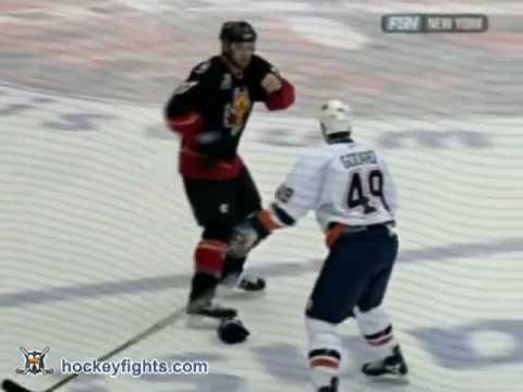 Chris Simon vs. Eric Godard, January 12, 2006 - Calgary Flames vs. New ...