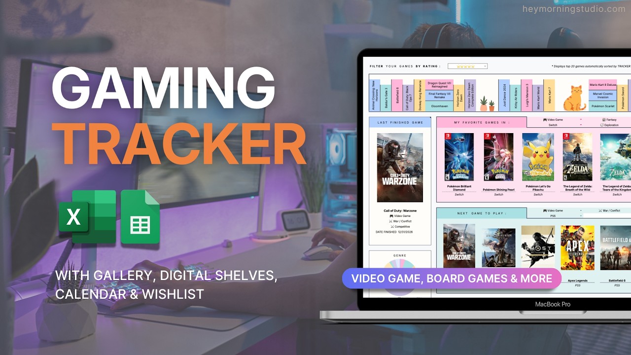 Gaming Tracker Tutorial - Digital Game Library Setup - Video Games Board Games Tracker Spreadsheet