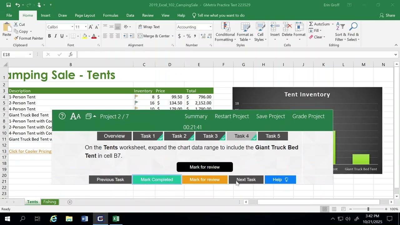 Excel 2019 Practice Exam 1 Projects 1 4