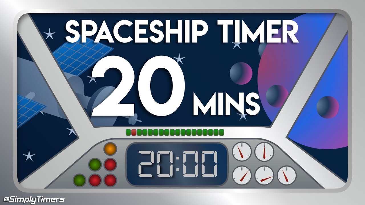 20 min Space ship flying through space countdown timer