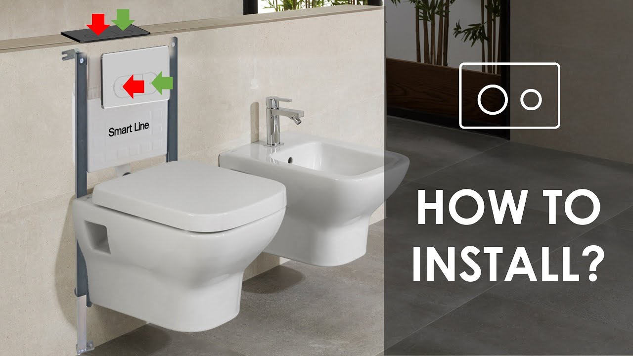 Smart Line wall hung WC how height frame flush button installation | Noken