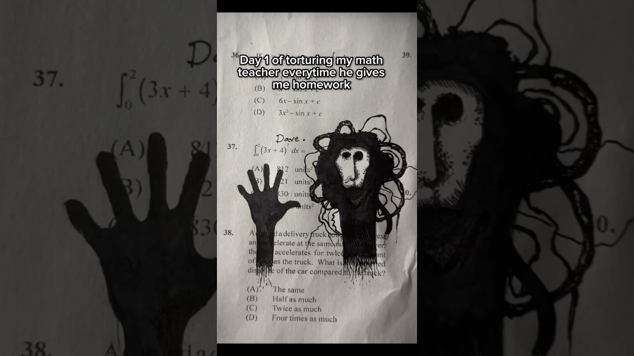 day 1 of torturing my math teacher everytime she gives me homework #art #horror #drawing #shorts