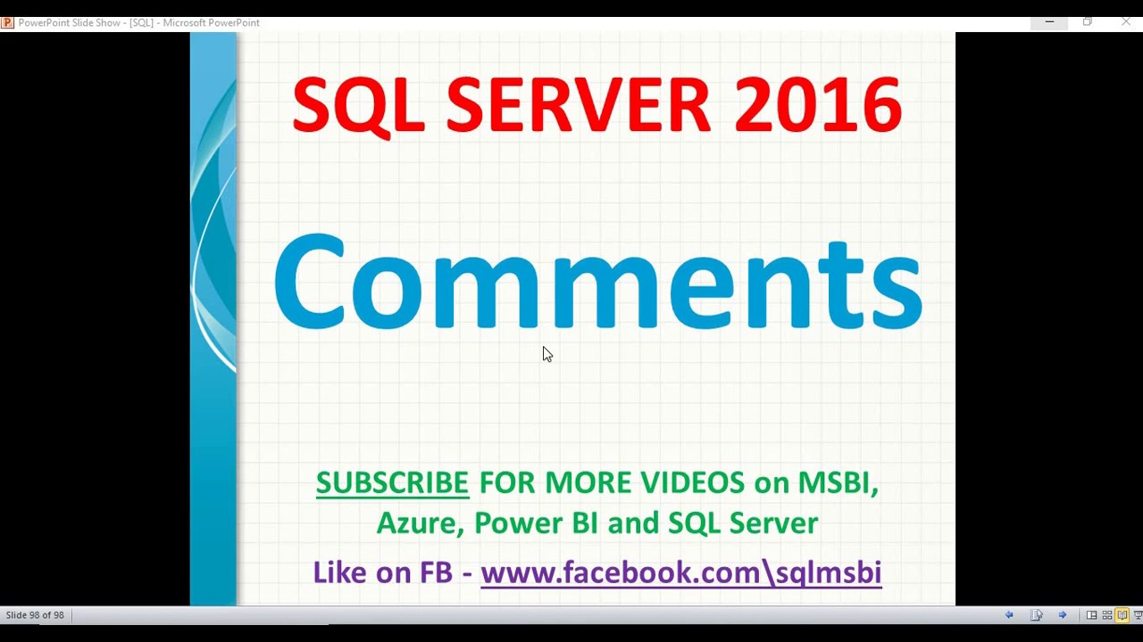 SQL Comments | sql best practices on comments