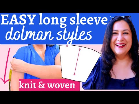Add LONG sleeves to SHORT DOLMAN: 2 ways. Knit & woven. You know you want them!