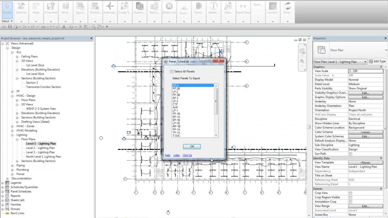 Extract Panel Schedule to .csv  , xls