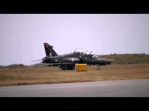 Pilot training. BAE Hawk taxying at RAF Valley, Anglesey, Wales.