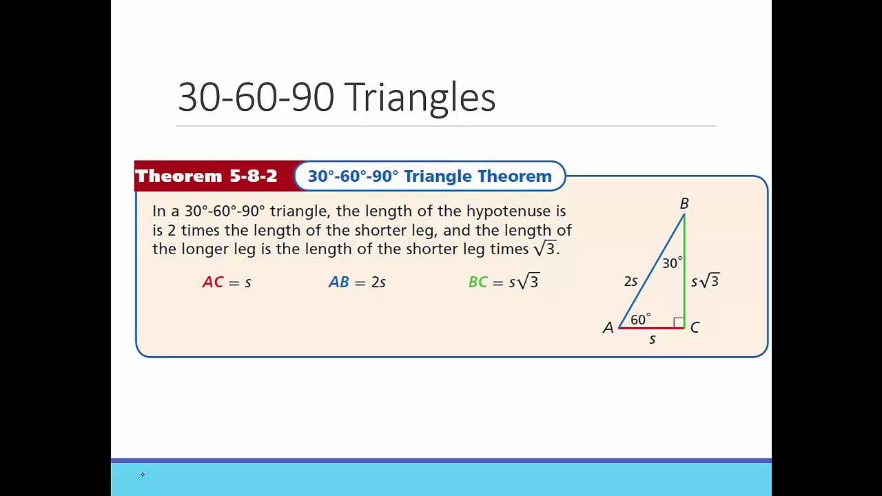 Geometry: Section 5.8- Special Right Triangles