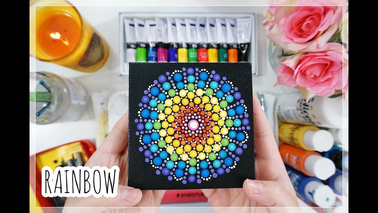 Easy Mandala Dot Painting | RAINBOW