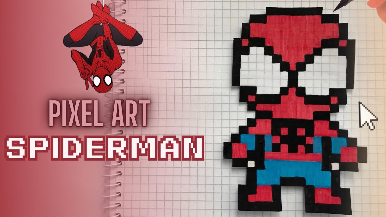 Handmade Pixel Art - How To Draw SPIDERMAN Step by Step!!