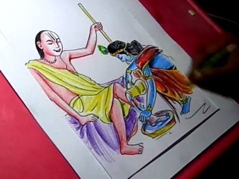 How to Draw Lord Krishna washes the feet of Sudhama Drawing ...