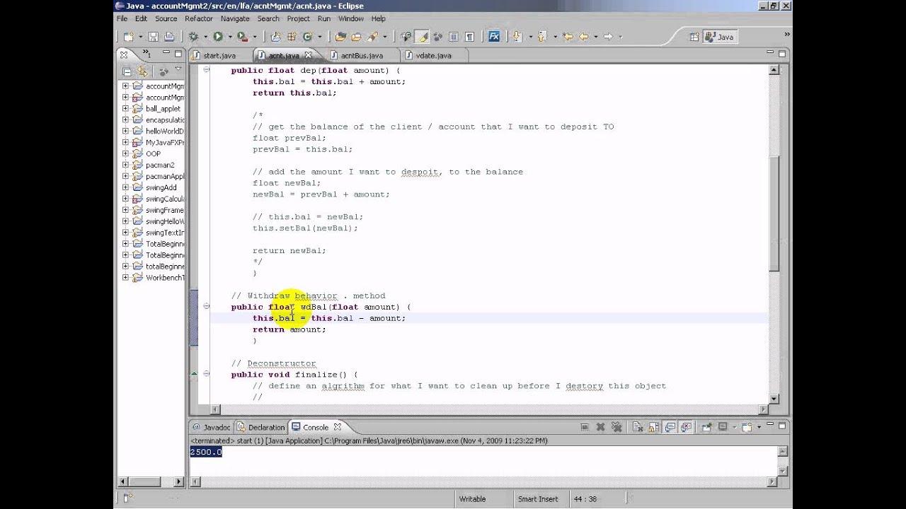 Java w/ Eclipse 33 - Bank Program Part 19