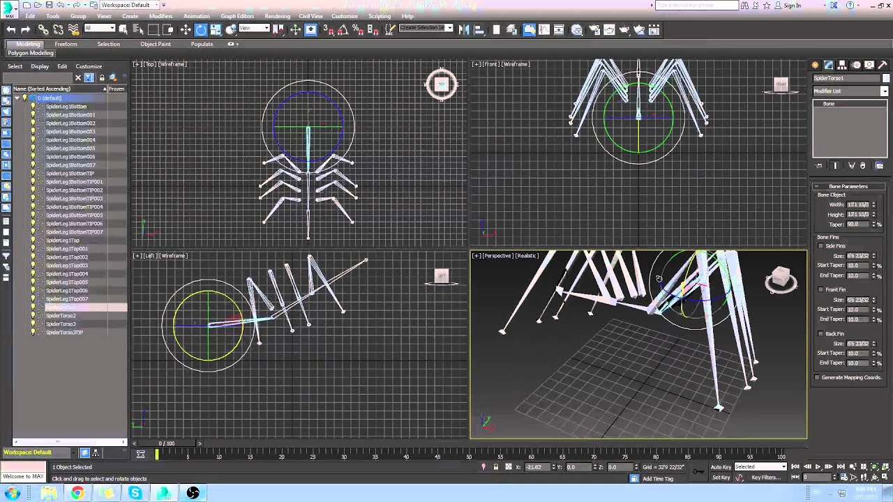 3DS Max - Quick Bone Setup + IK HI Setup