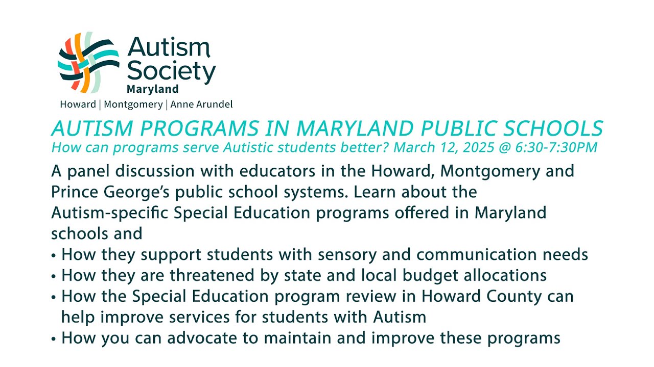 Autism Programs in Maryland Public Schools