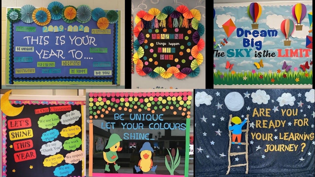 20 easy ideas for classroom and schoolwall decoration, bulletin board, softboard, green board ideas