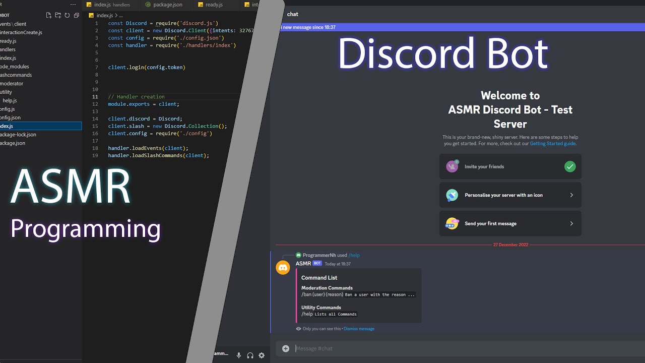 ASMR Programming: Making a discord bot | No talking (Javascript)