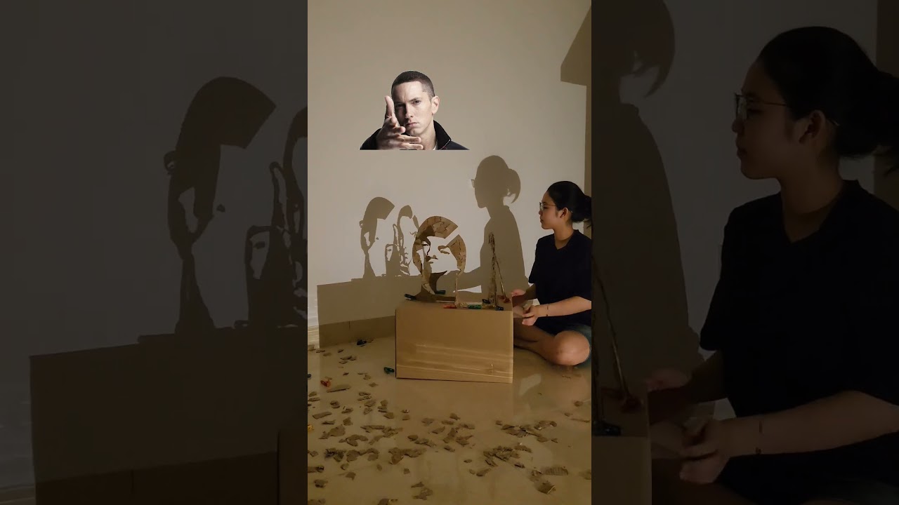 Eminem 🎶🎤 Shadow art handmade from cardboard - by @balana.art #eminem #art #shadow #handmade