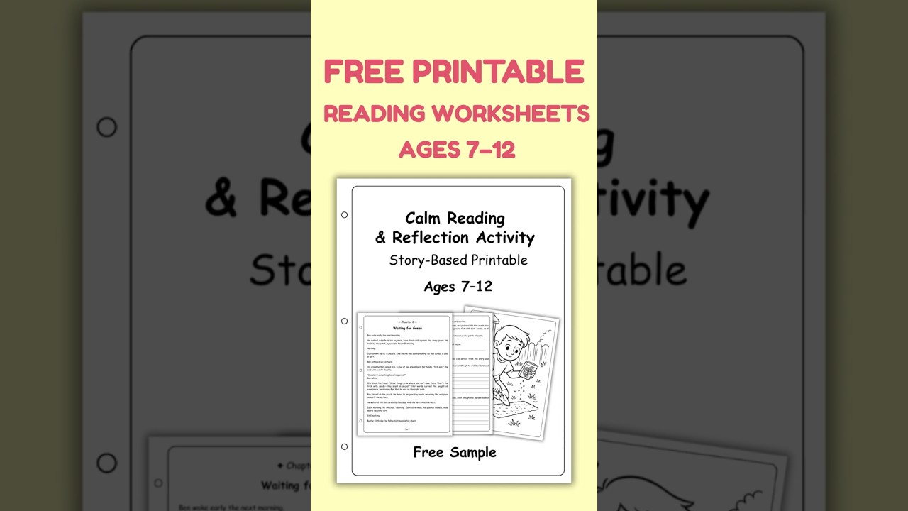 FREE Reading & Reflection Worksheets | Story-Based Printable Sample for Comprehension & Creativity