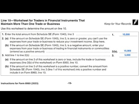 IRS Form 8960, Line 10 Worksheet Walkthrough (Traders in Financial Instruments w/More than 1 Trade)