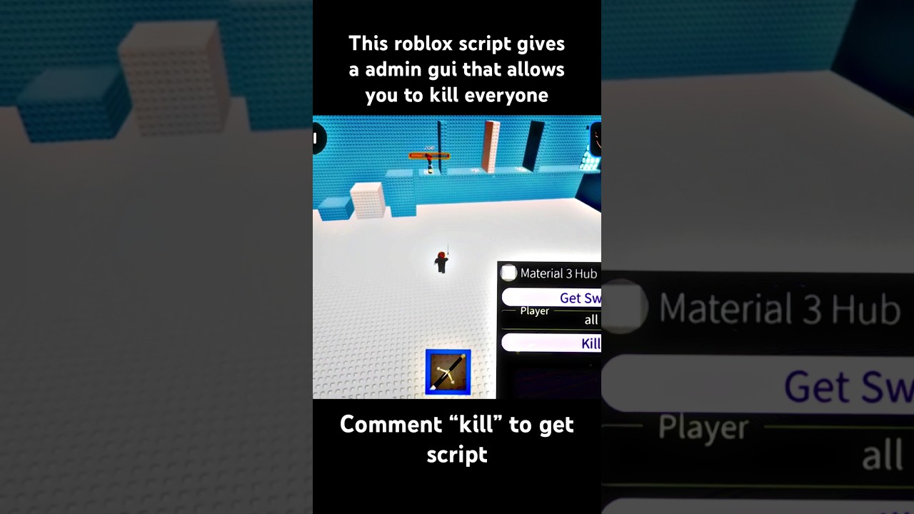 This roblox script gives a admin gui that allows you to kill everyone #roblox #script #hacks #shorts