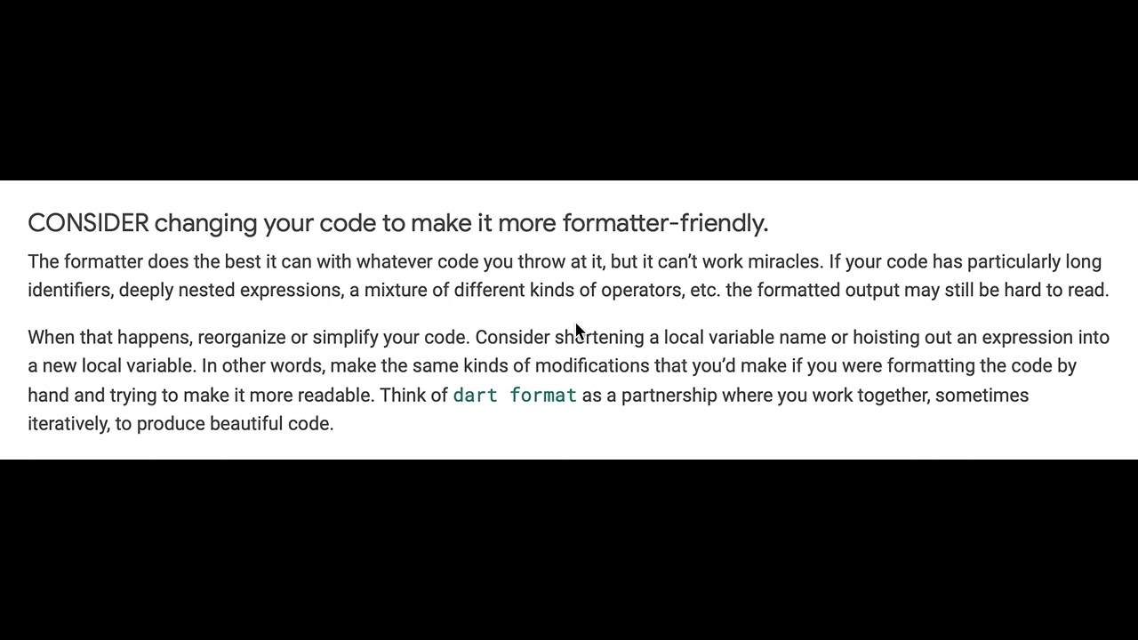 effective dart make code formatter friendly