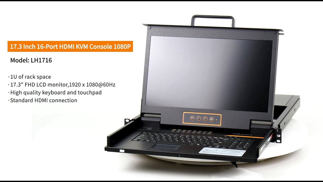 Kinan 16 Port USB HDMI KVM Switch with 17” Widescreen LCD Display