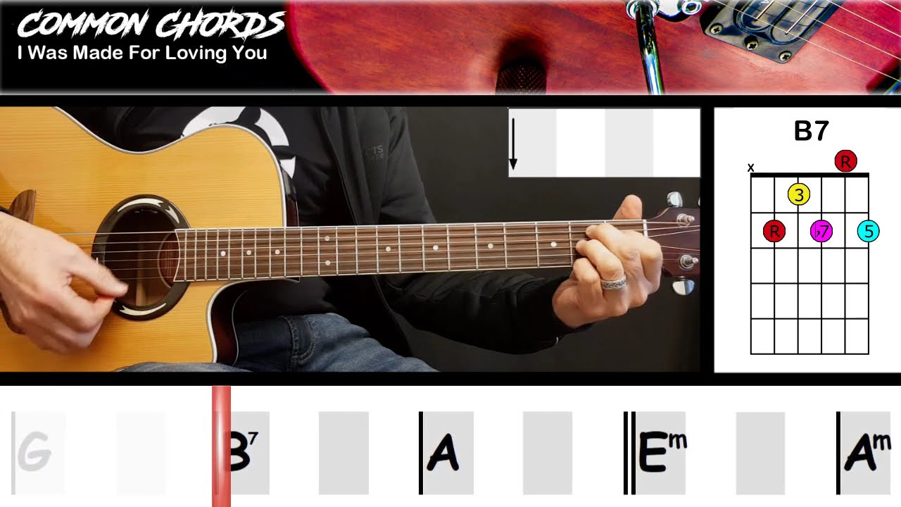 I Was Made For Loving You - Kiss | EASY GUITAR LESSON | Scrolling Chords & Lyrics