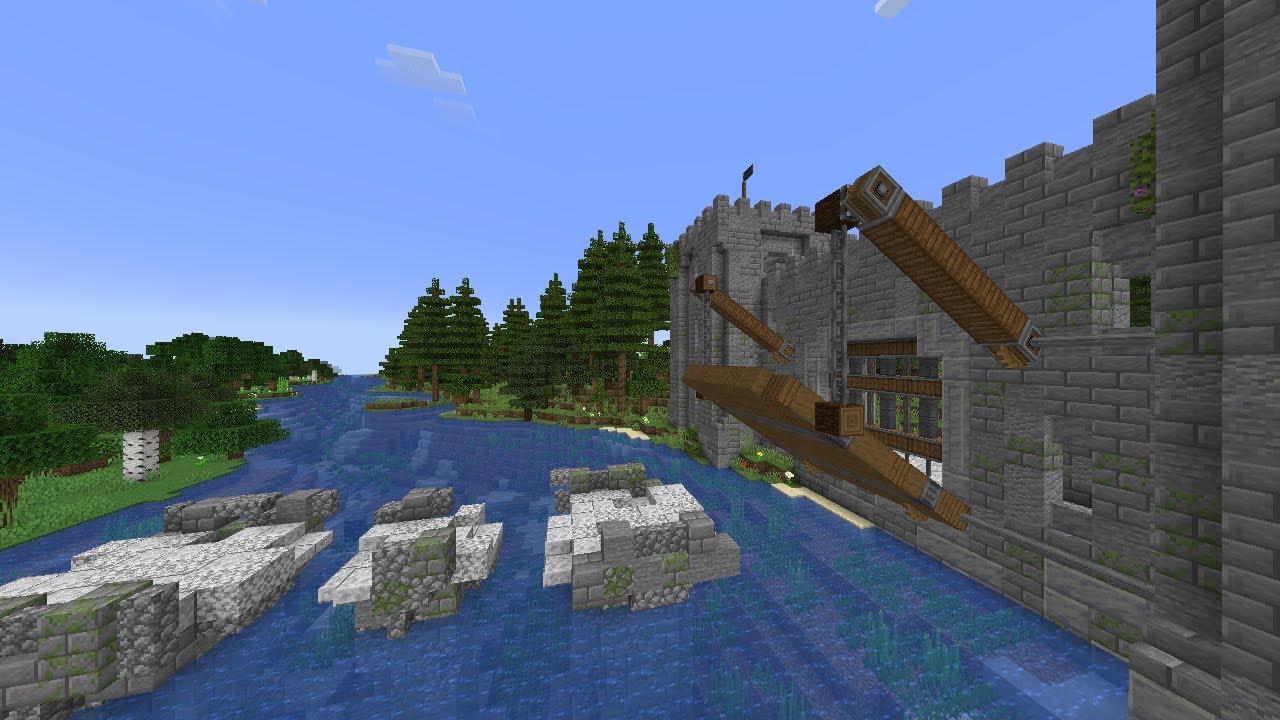 Working Castle Drawbridge and River Bridge  |  Minecraft Create Showcase