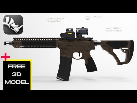 Modeling Assault Rifle Daniel Defence MK18 + Free 3D Modeling - Rhino 7