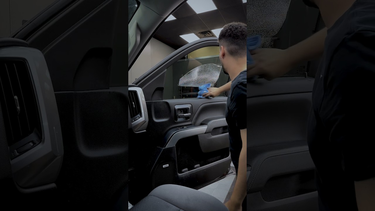 Tint Silverado with 20%… #windowtint #asmr #auto