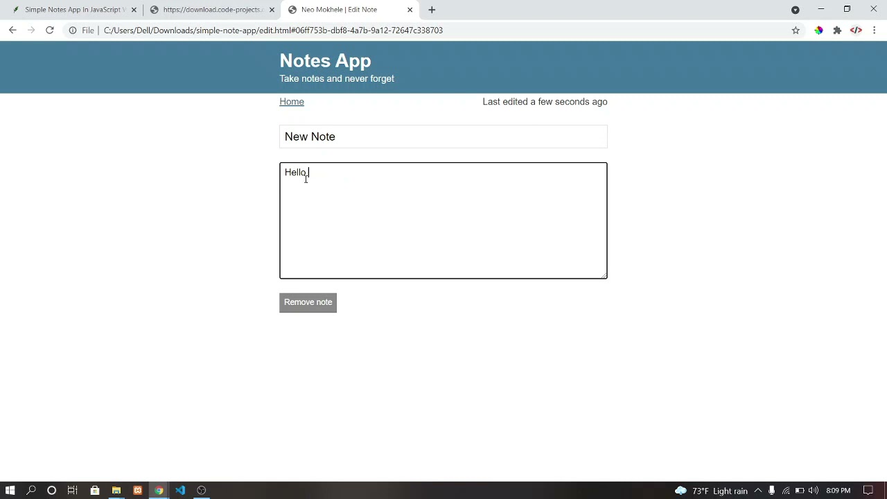 Simple Notes App In JavaScript With Source Code | Source Code & Projects
