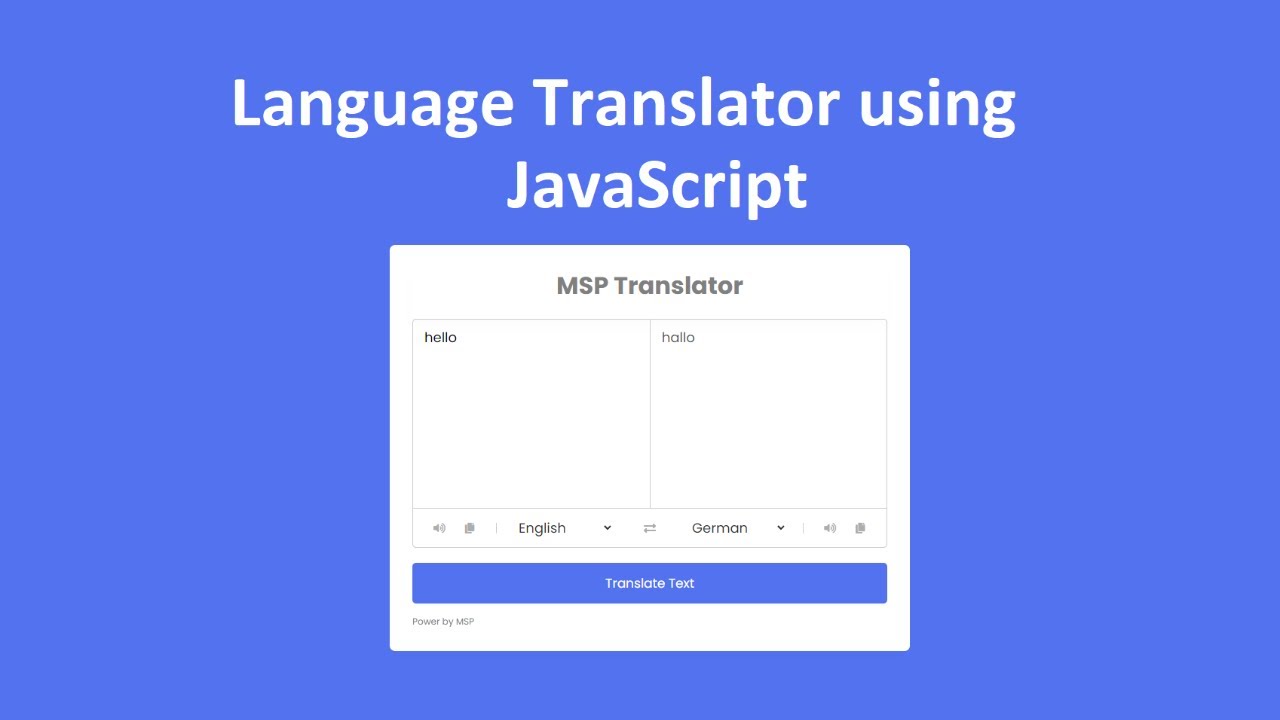 Language translator web app using JavaScript