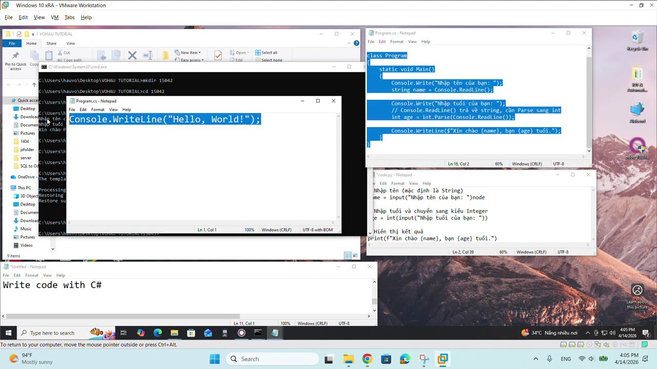How to Take User Input (Name & Age) and Print Output in C#, JavaScript, and Python