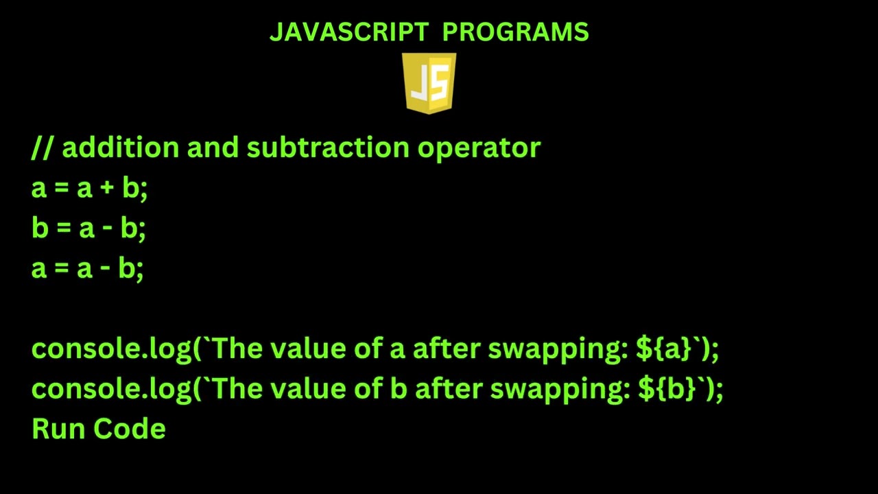JavaScript program to swap two variables  Using Arithmetic Operators