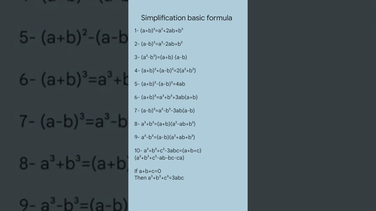 Simplification basic formulas Notes📝💯