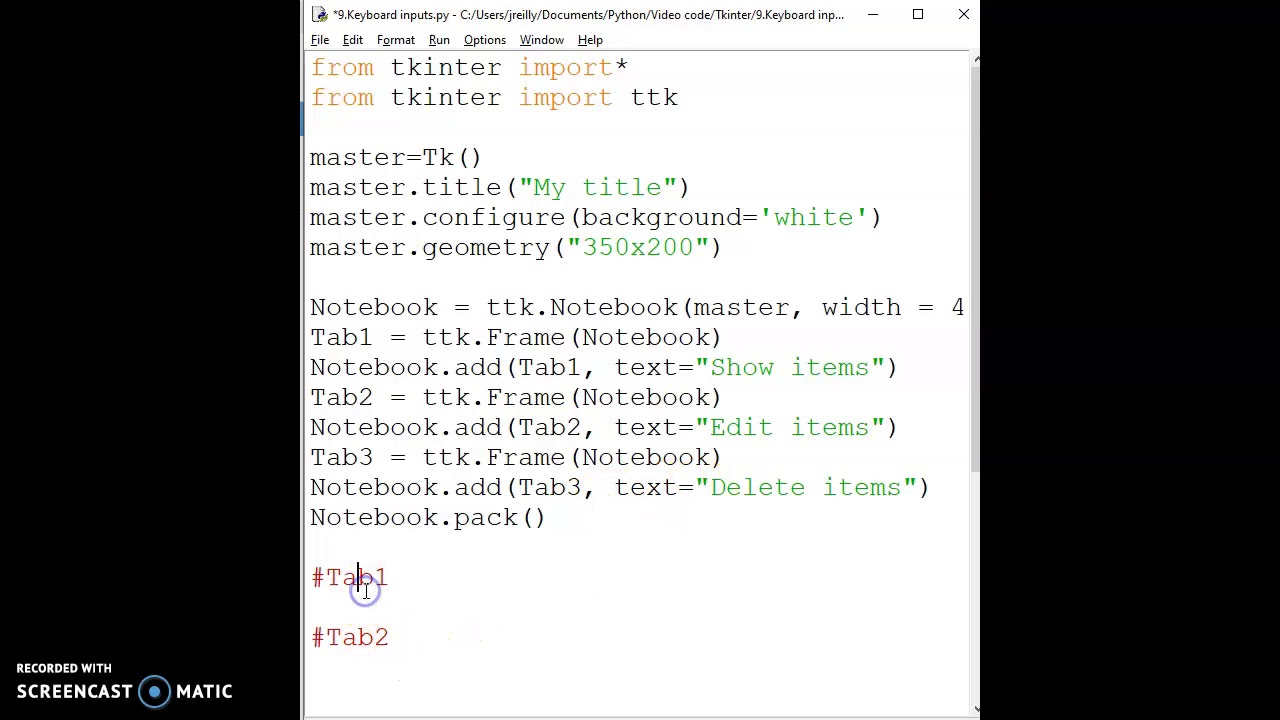11. Tkinter: Notebook