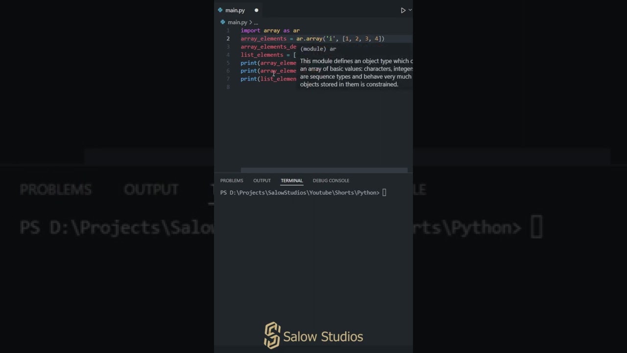 Difference between Array and List in Python #shorts #coding #interview