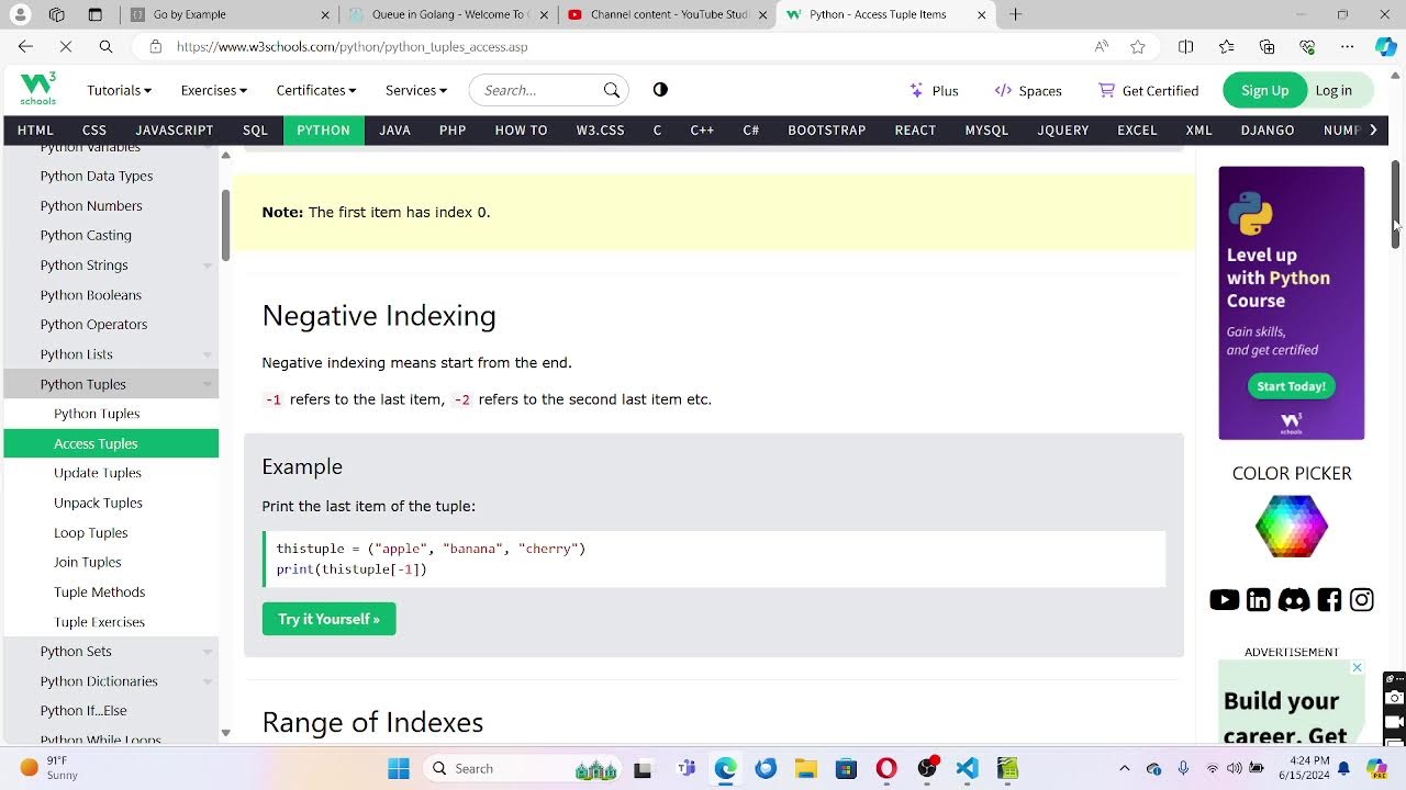Python Video Tutorial 9 - Tuples