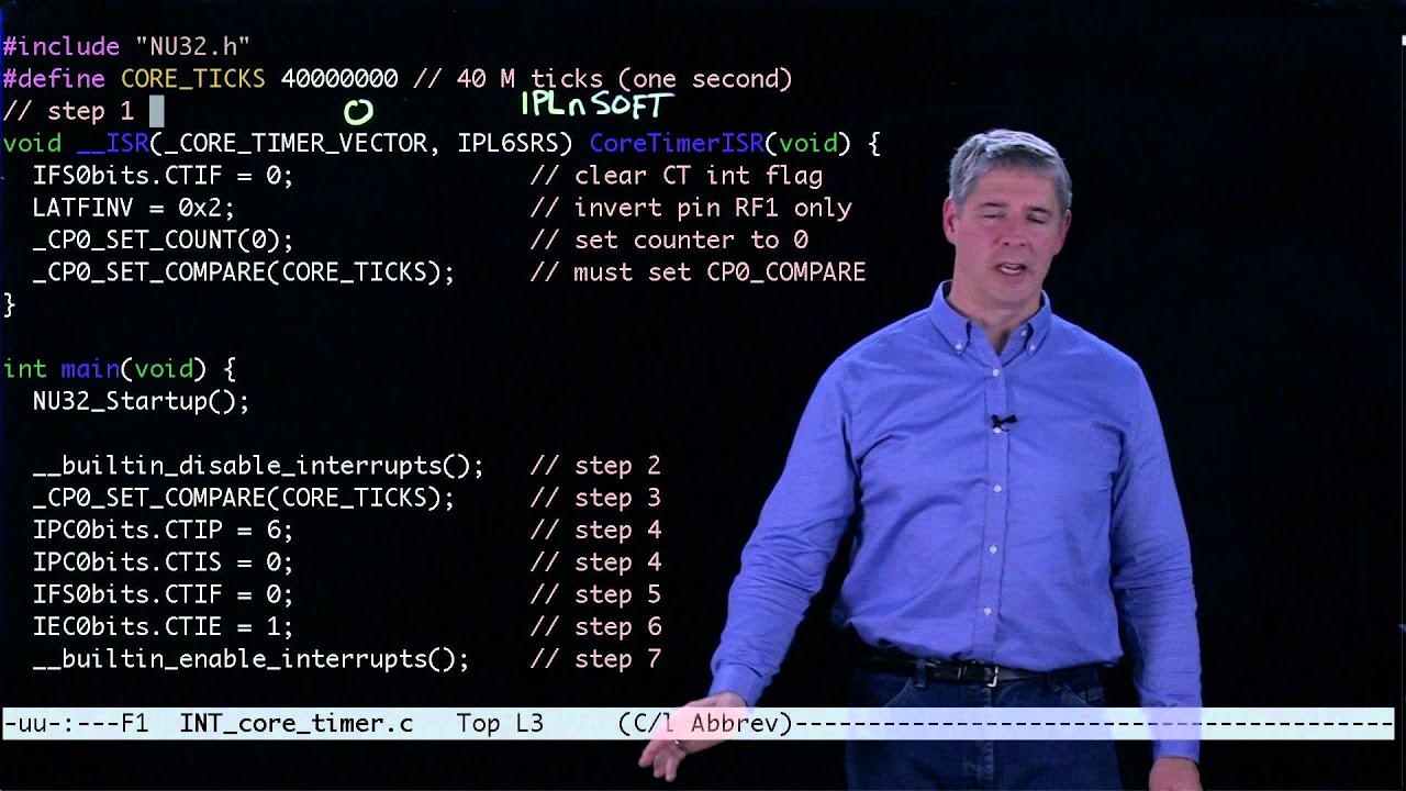 PIC32 interrupt code example (Kevin Lynch)