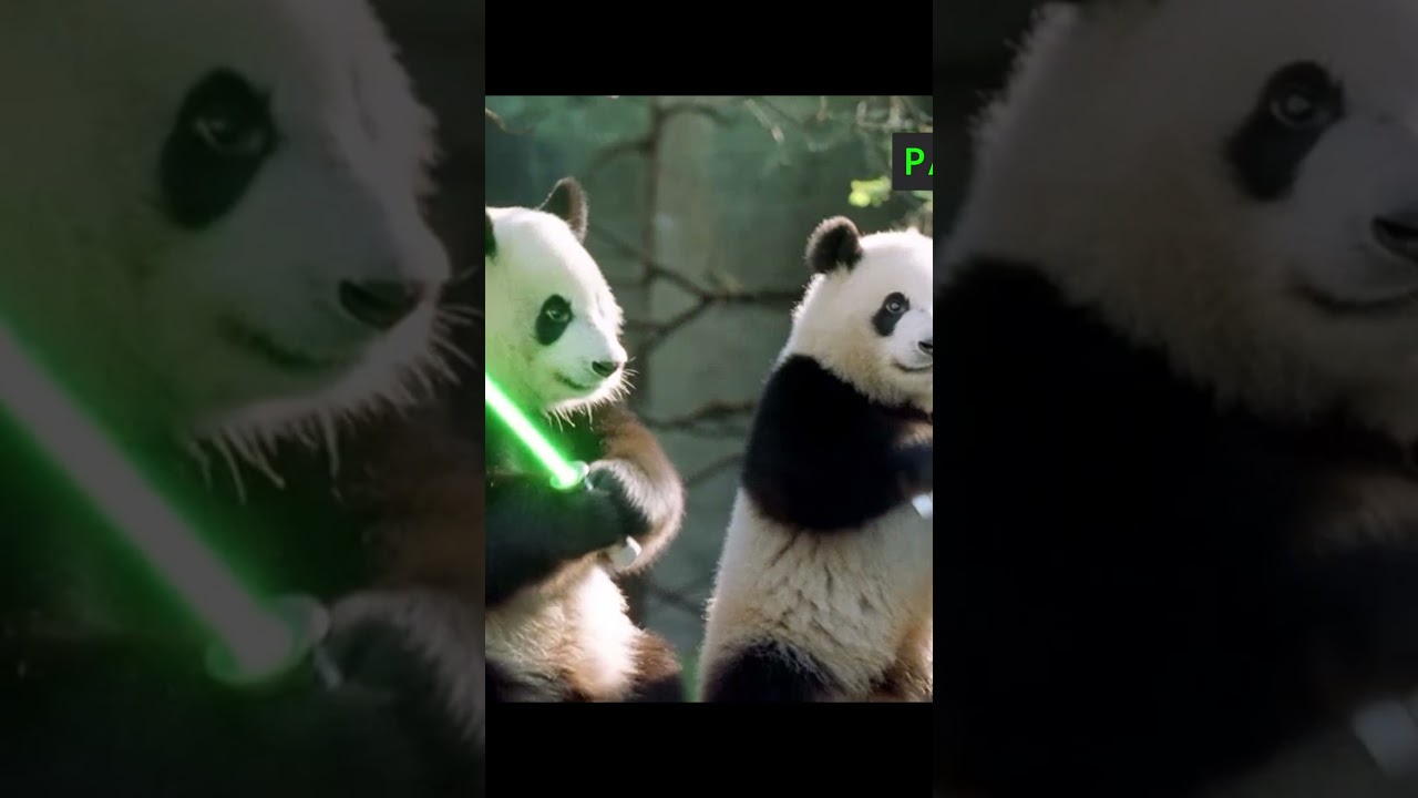 2 PANDAS se battent au SABRE LASER ! SO CUTE ! #veo3 #googleveo3 #ai #panda