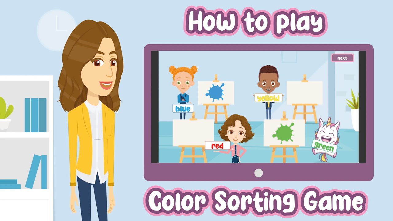 Fun PowerPoint Color Sorting Game: Learn English with Englicorn