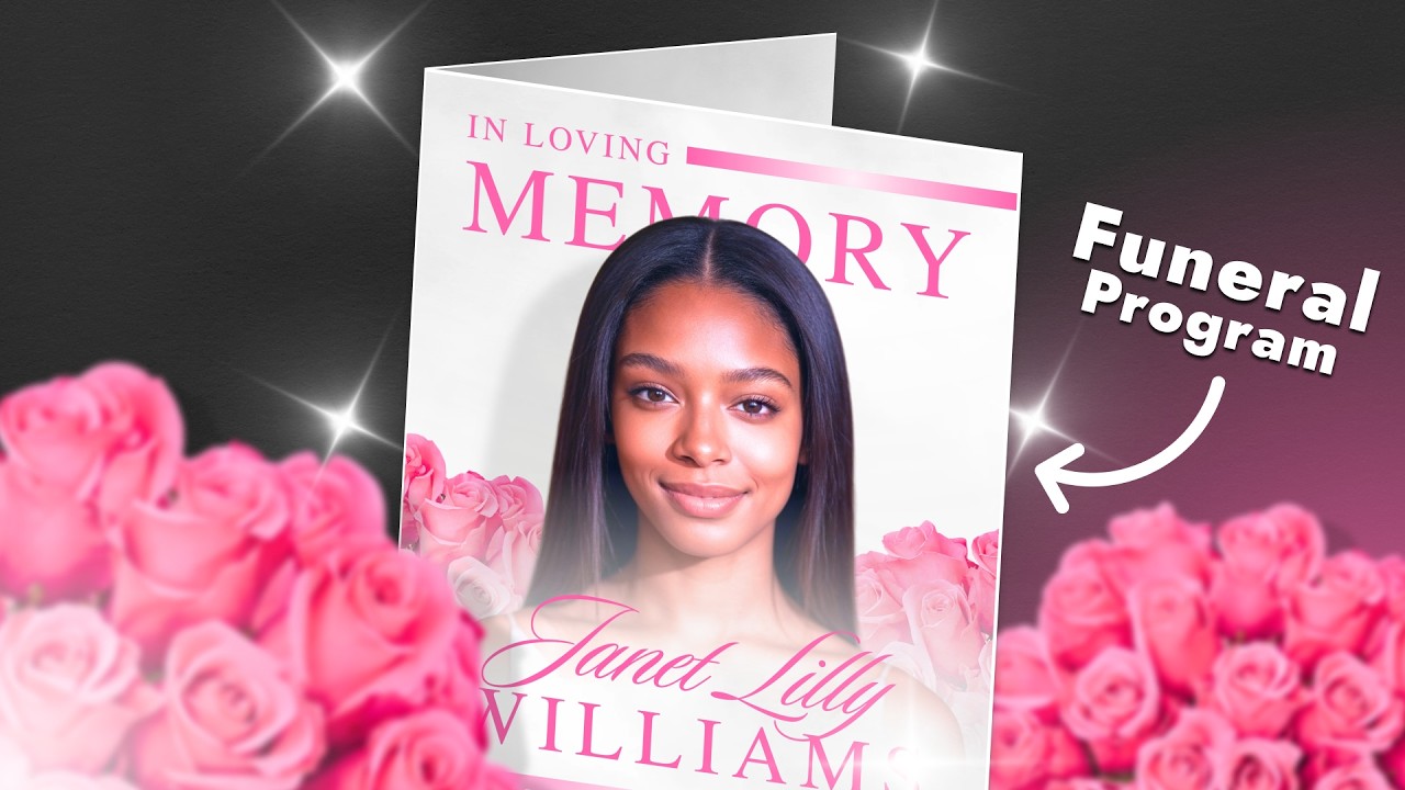 Customize a 4-PAGE Funeral Program in Canva | Floral Template Tutorial