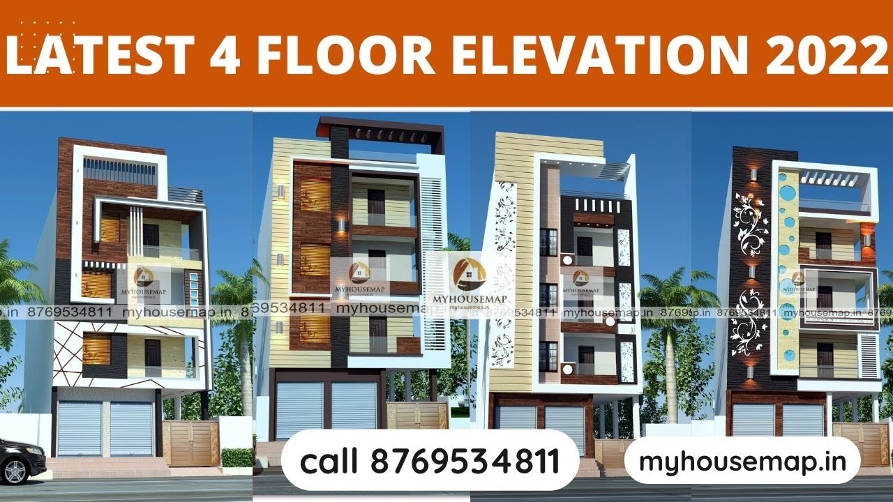 top 4 Floor Elevation Design | G+3 Front Elevation Design | myhousemap