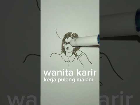 cara menggambar wanita malam #howtodraw #wanitamalam #shorts